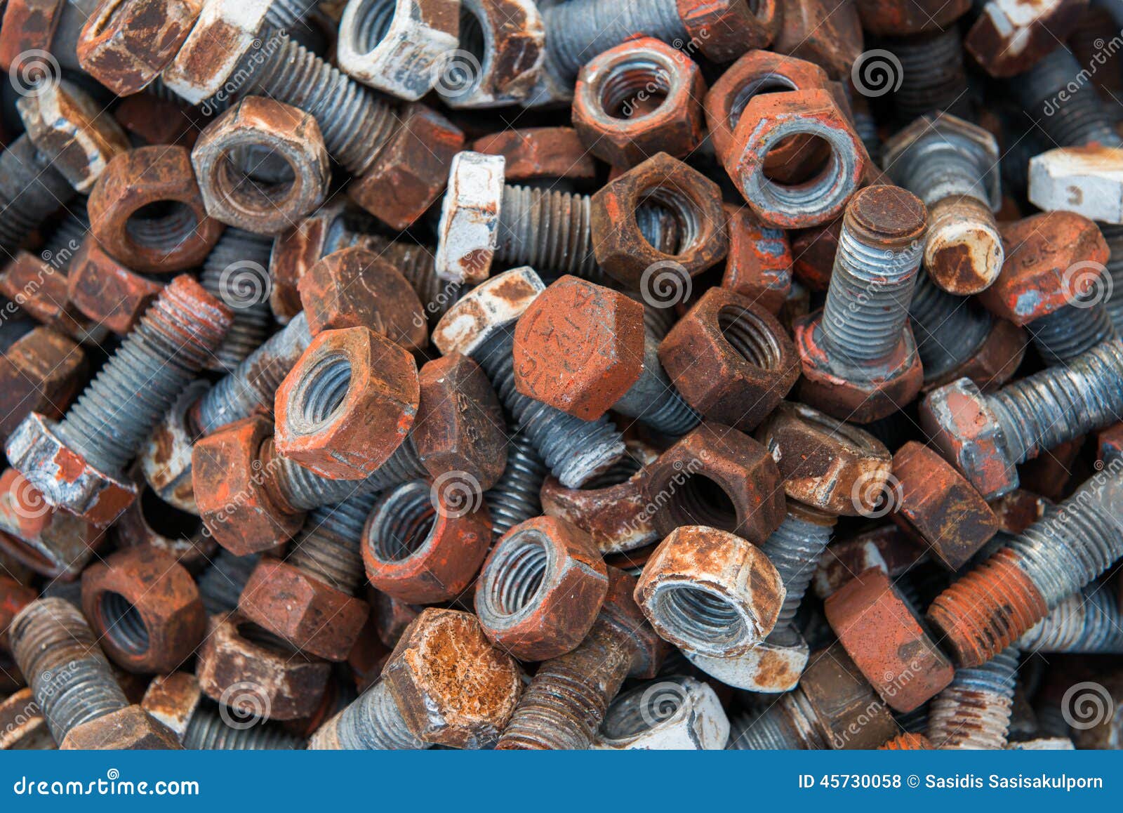 Rusty Steel Nuts and Screws Stock Photo - Image of industry, industrial ...