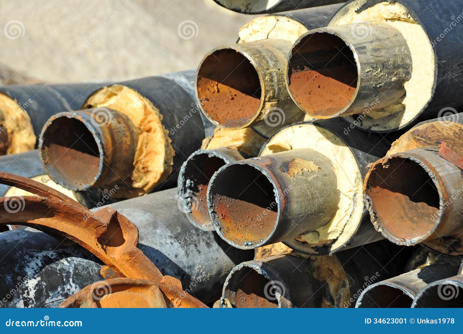 Rusty Steel Pipe with Heat Insulation Stock Image - Image of heat ...