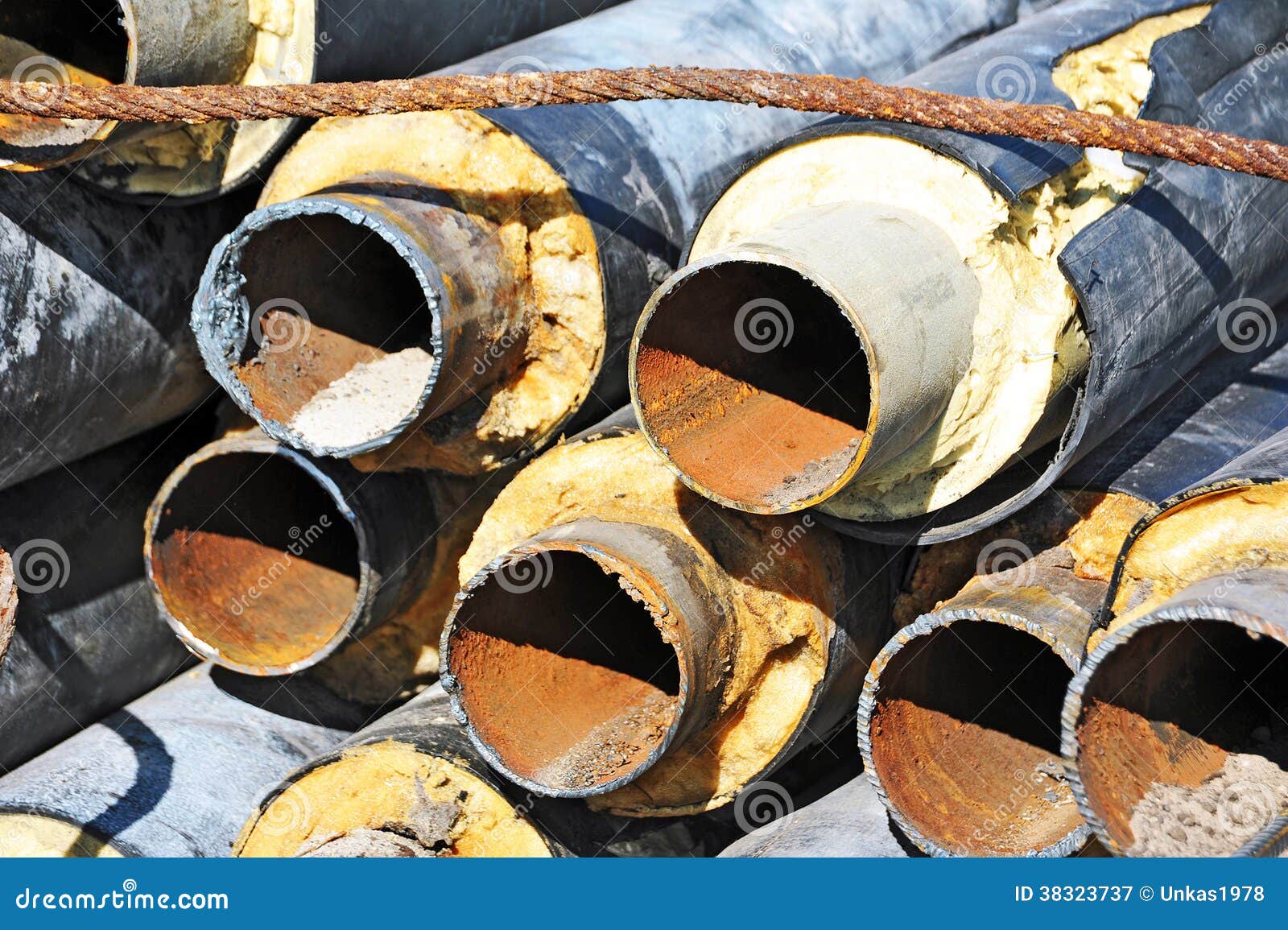 Rusty Steel Pipe with Heat Insulation Stock Image - Image of pipes ...