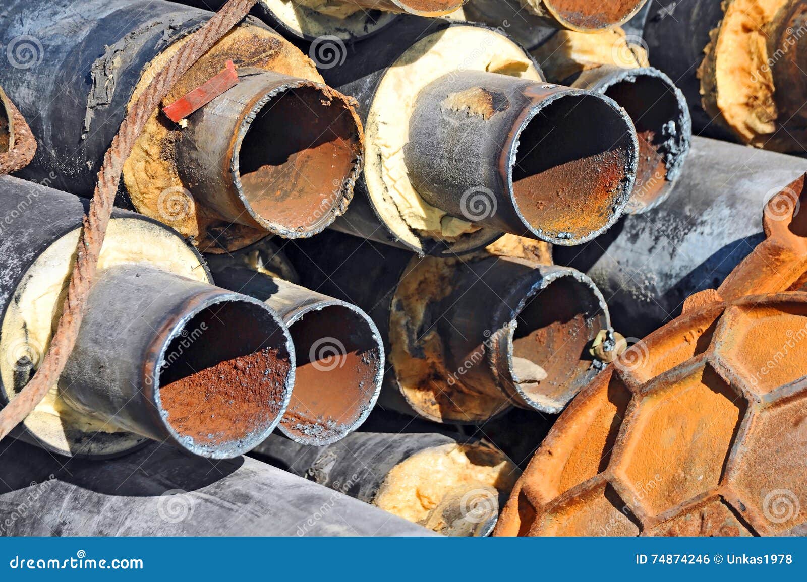 Rusty Steel Pipe with Heat Insulation Stock Photo - Image of heat ...