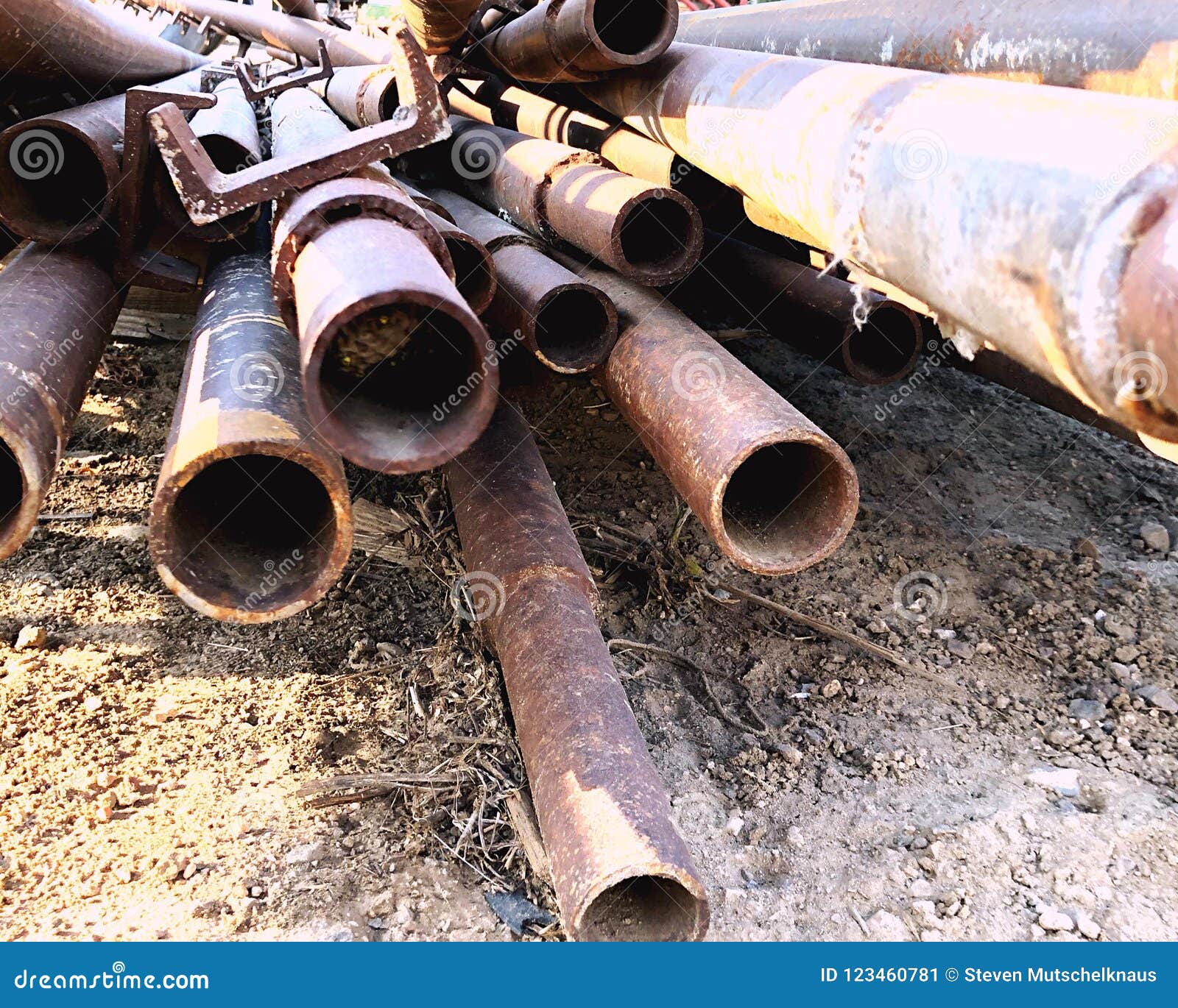 Rusty steel pipes stock image. Image of daytime, steel - 123460781