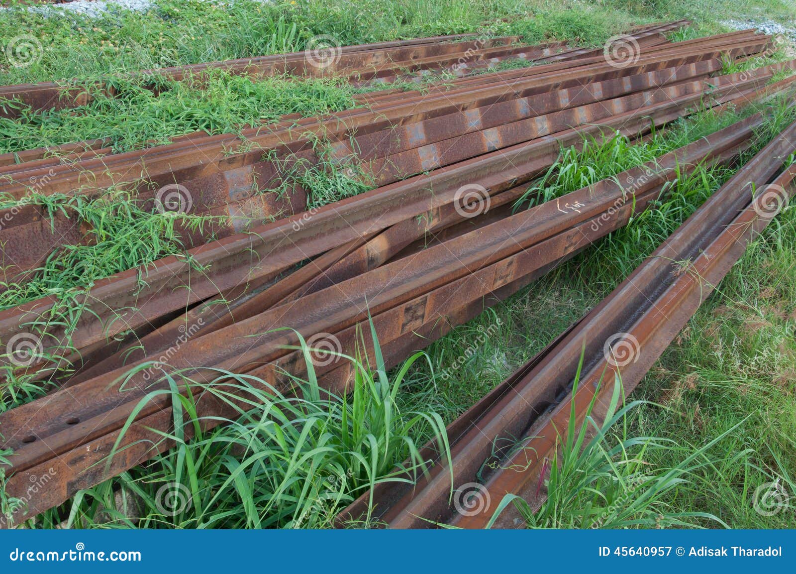 Rusty steel Rails stock image. Image of track, grass - 45640957