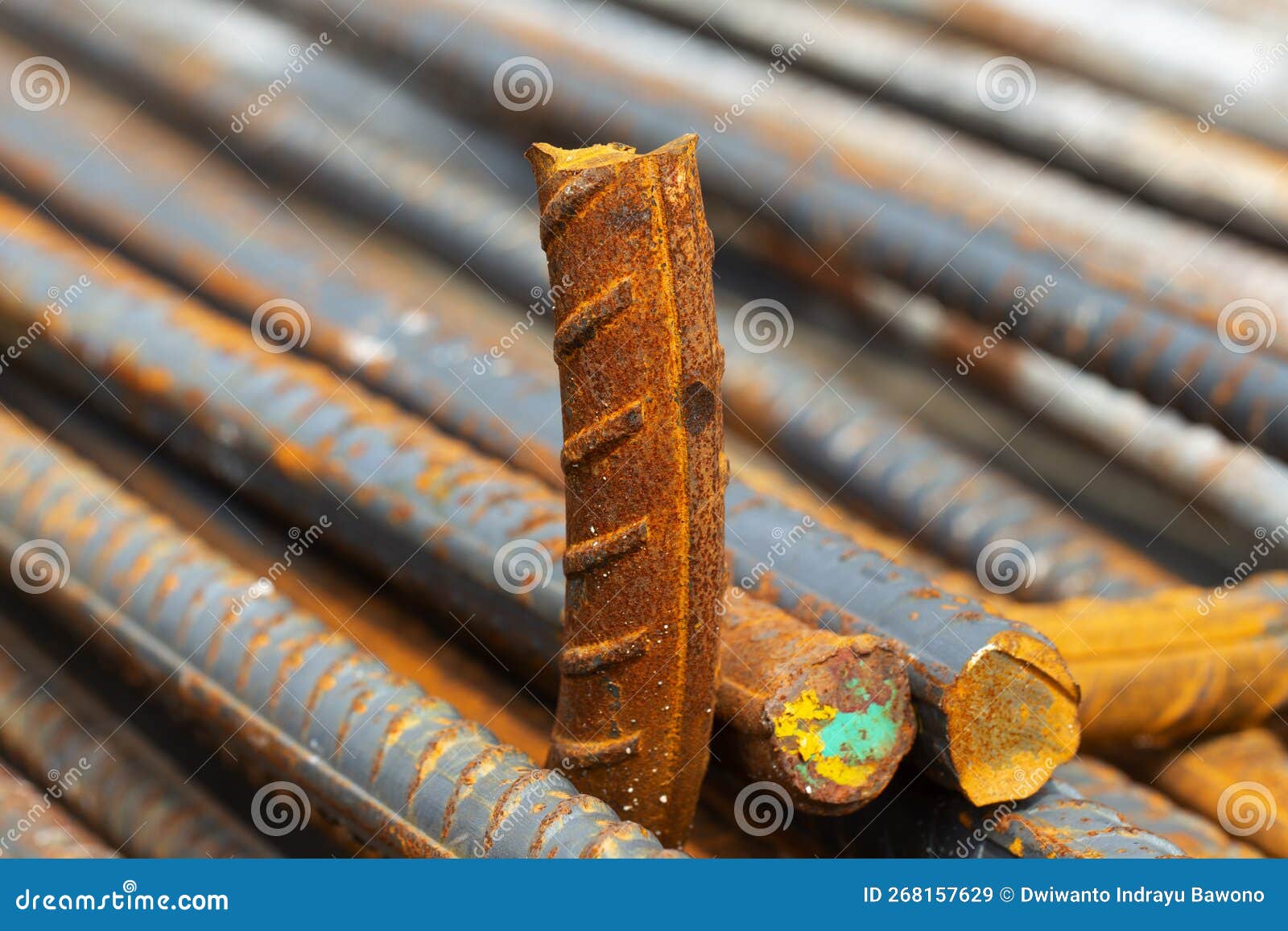 Rusty Steel Rebar for Reinforced Stock Image - Image of iron, grid ...