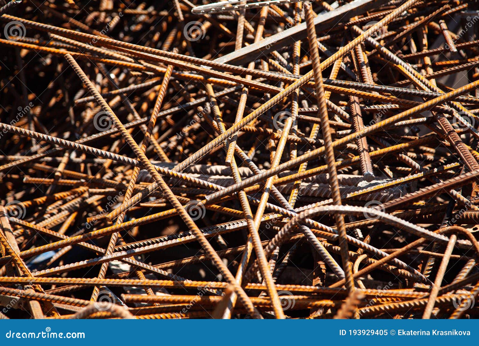 Rusty Steel Rebar Scraps. Stack of Rusty Iron Rods or Bars Stock Image ...