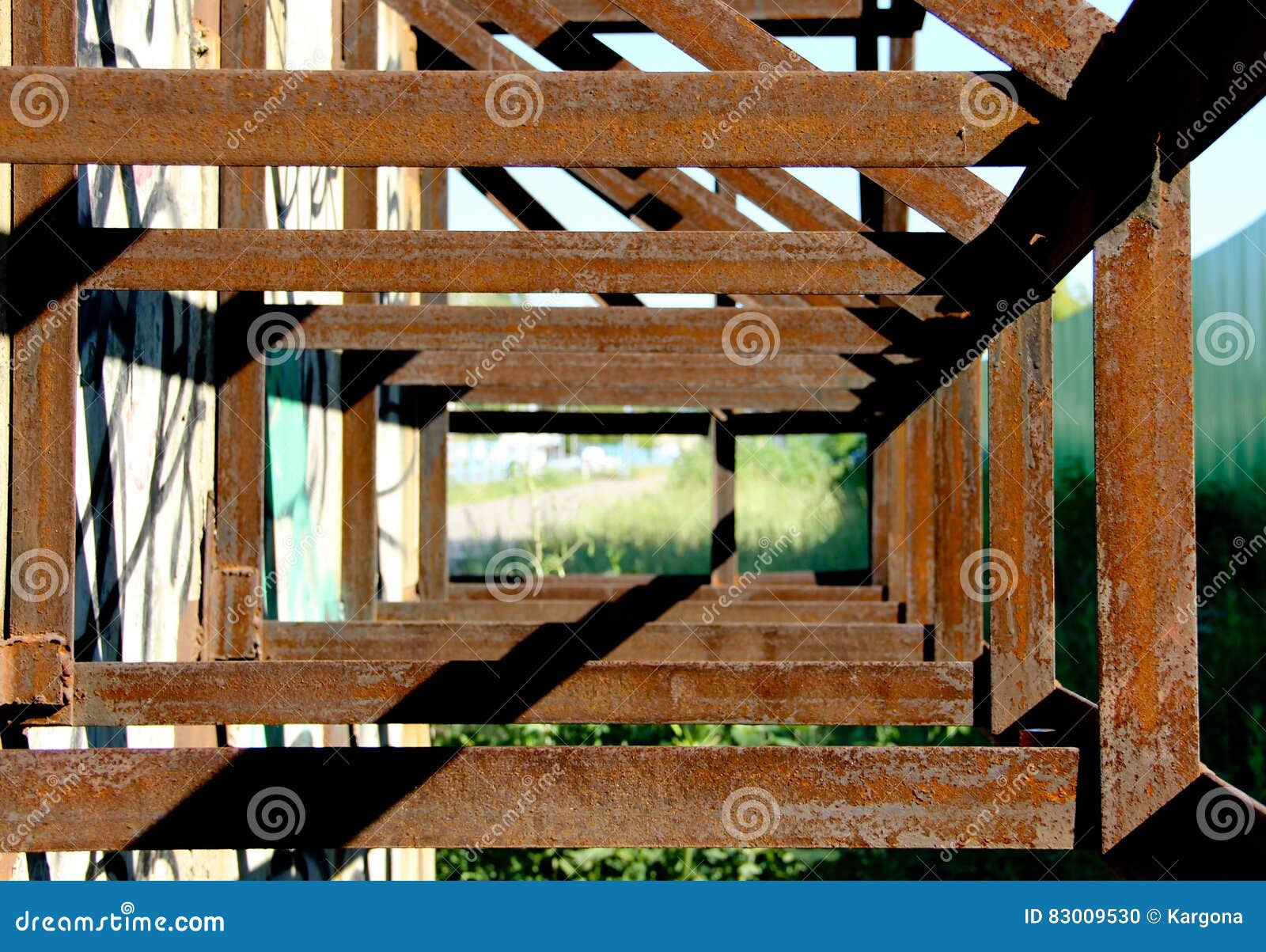 Rusty Steel Recurrent Rectangular Constructions Welded Together Stock ...