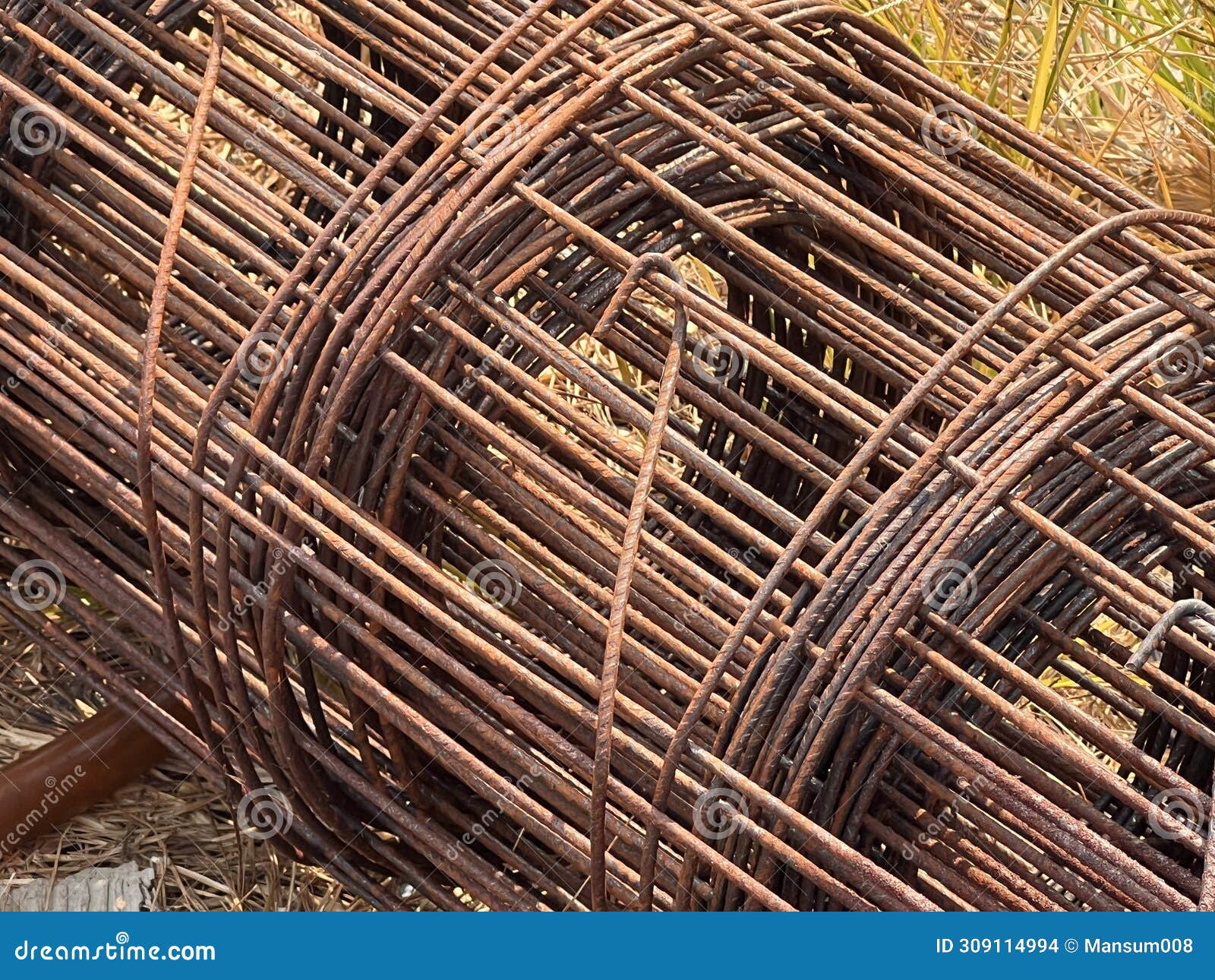 Rusty Steel Wire for the Construction of an Old Building Stock Photo ...