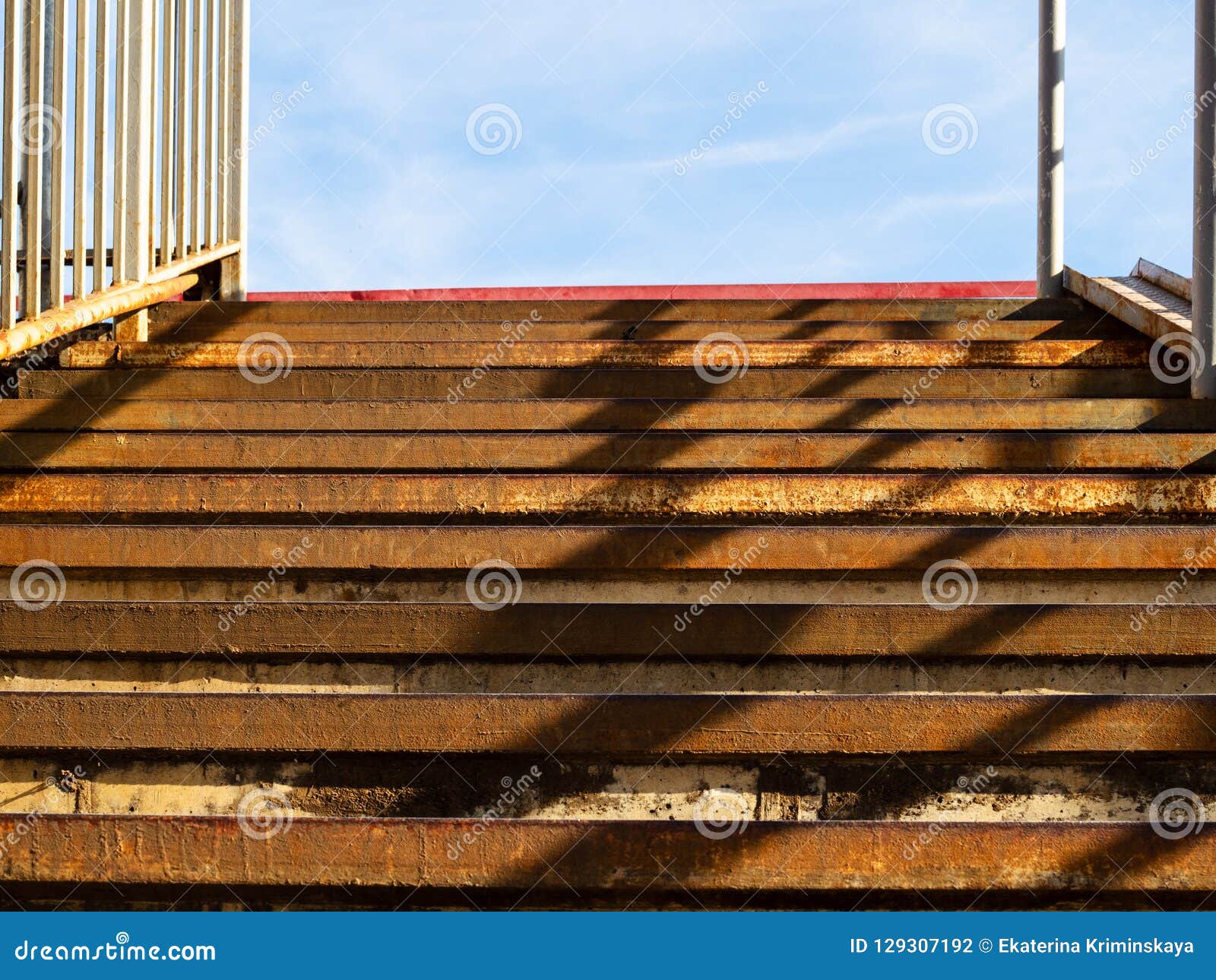 Rusty Steps of Metal Outdoor Stairs Stock Photo - Image of step, fence ...