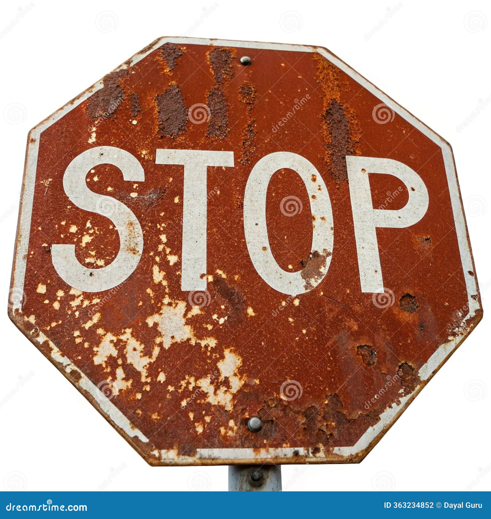 Rusty Stop Sign Isolated On White Background Stock Photo ...