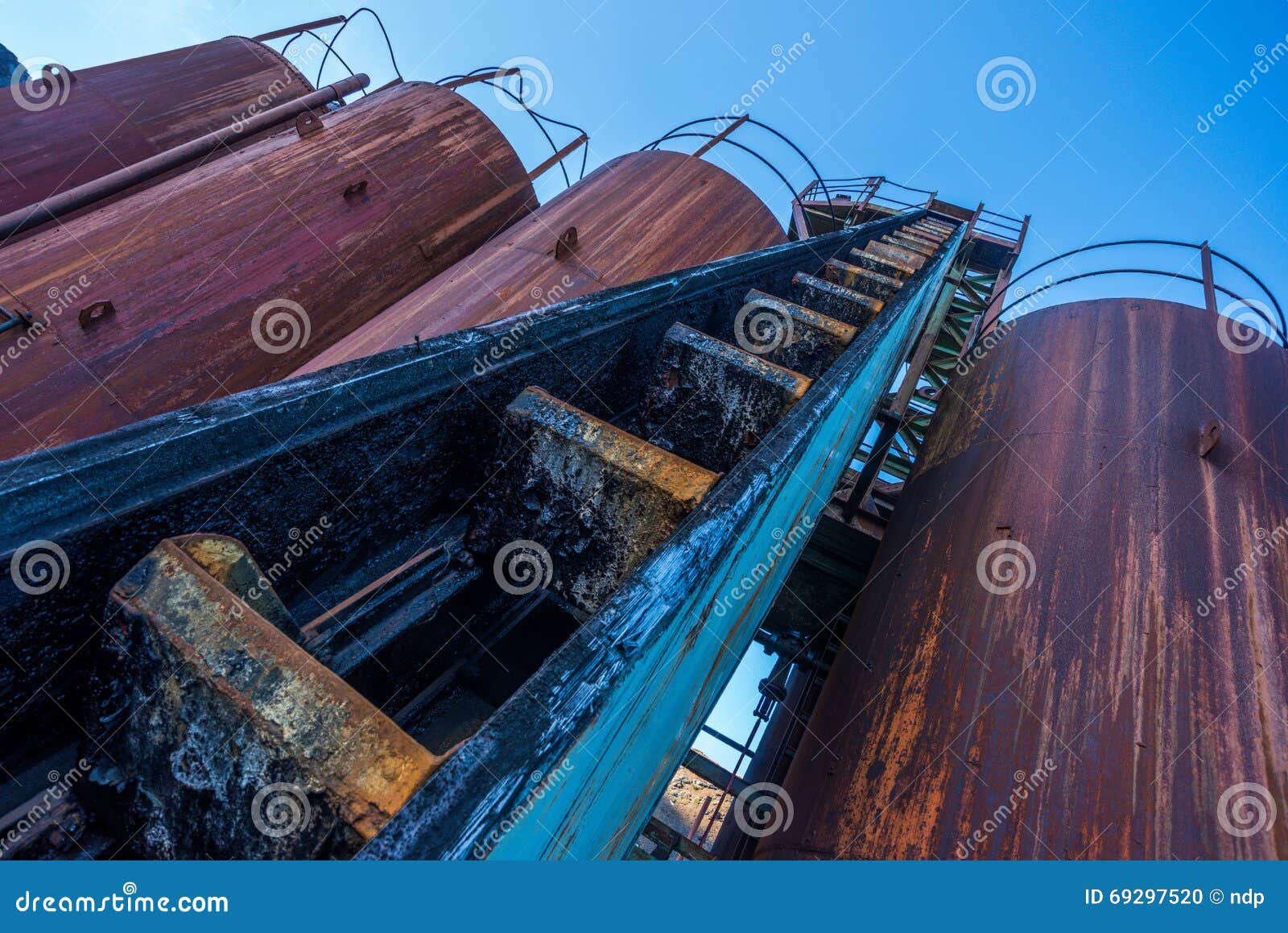 Rusty Storage Tanks with Steps To Top Stock Photo - Image of grass ...