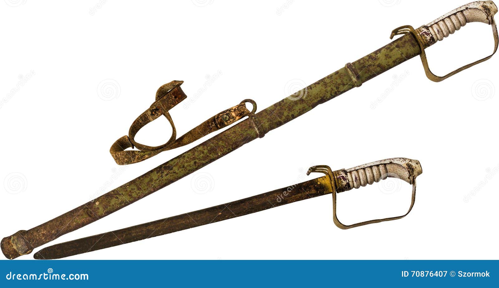 Rusty Sword and Sheath Isolated on White Background Stock Image - Image ...