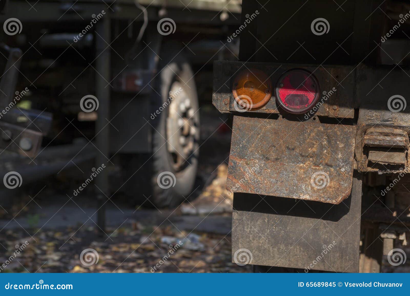 Rusty Taillight on Back of Old Truck. Stock Image - Image of road ...