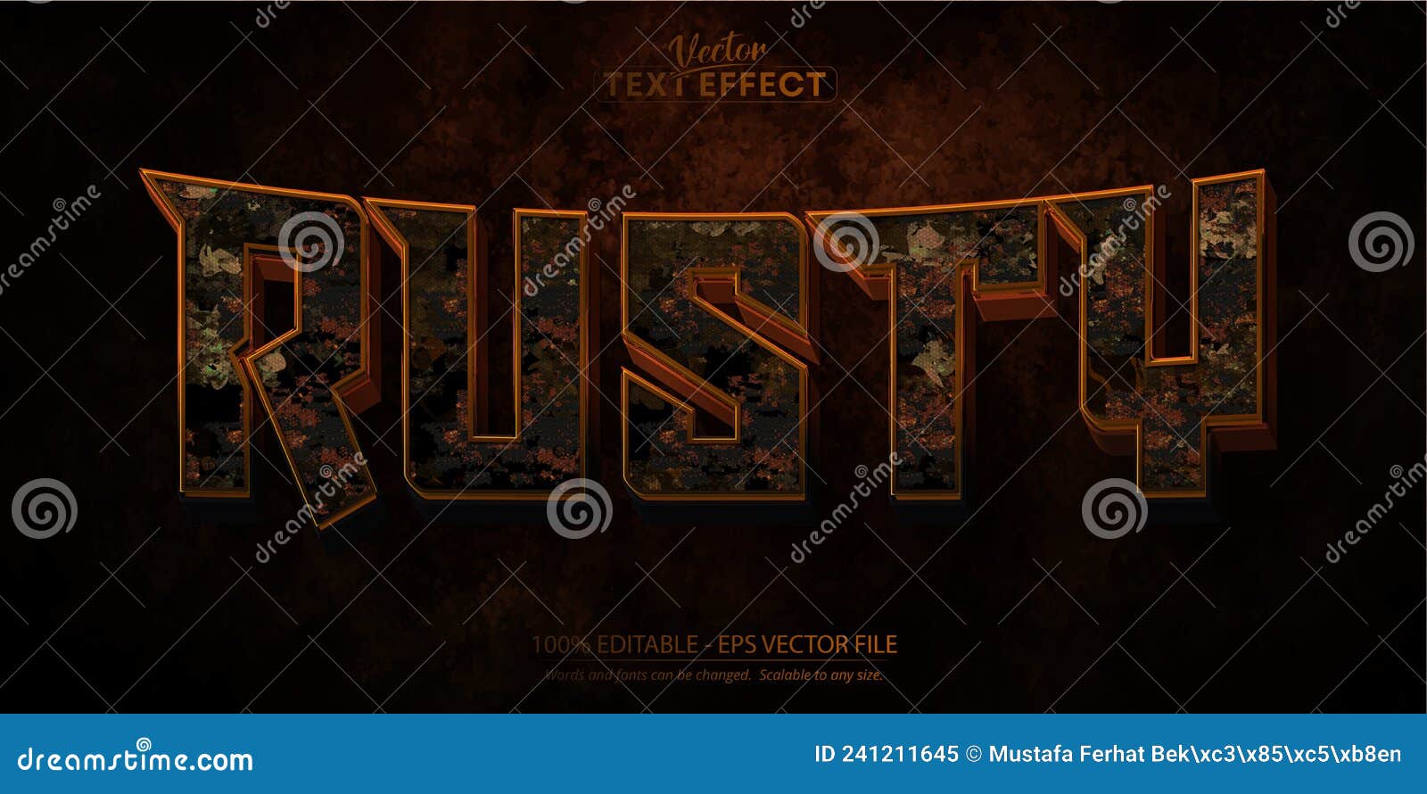 Rusty Text Effect, Editable Rust Text Style Stock Vector - Illustration ...