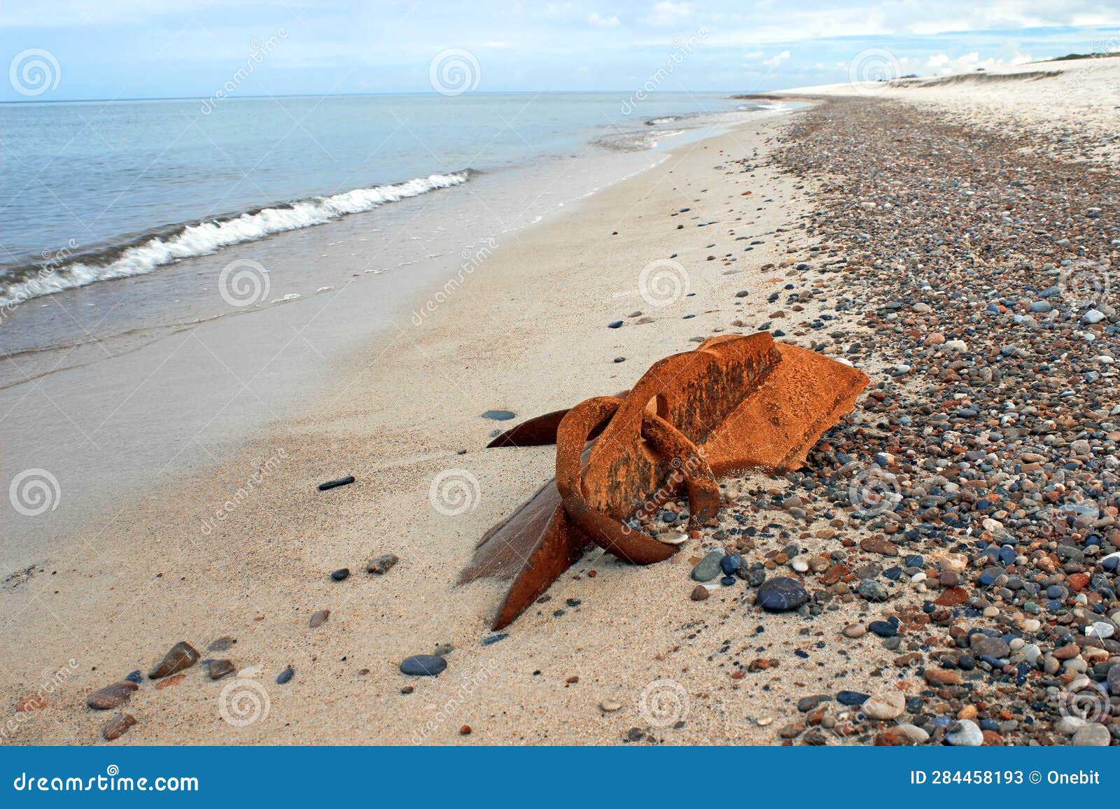 Rusty Torn Piece of Ship S Side on Seashore. Shipwreck Fragments on ...