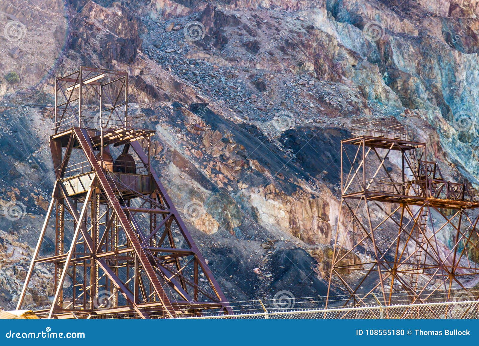 Rusty Towers at Mining Quarry Stock Photo - Image of quarry, wire ...