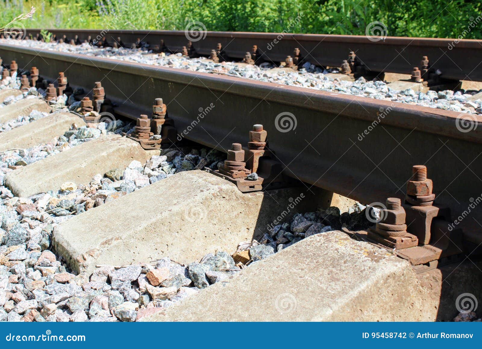 Rusty track rails. stock photo. Image of transportation - 95458742