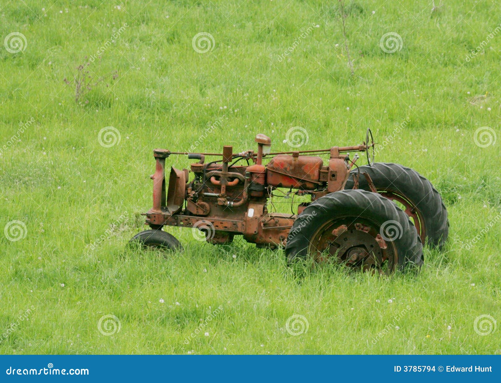 Rusty Tractor stock photo. Image of weeds, field, grass - 3785794