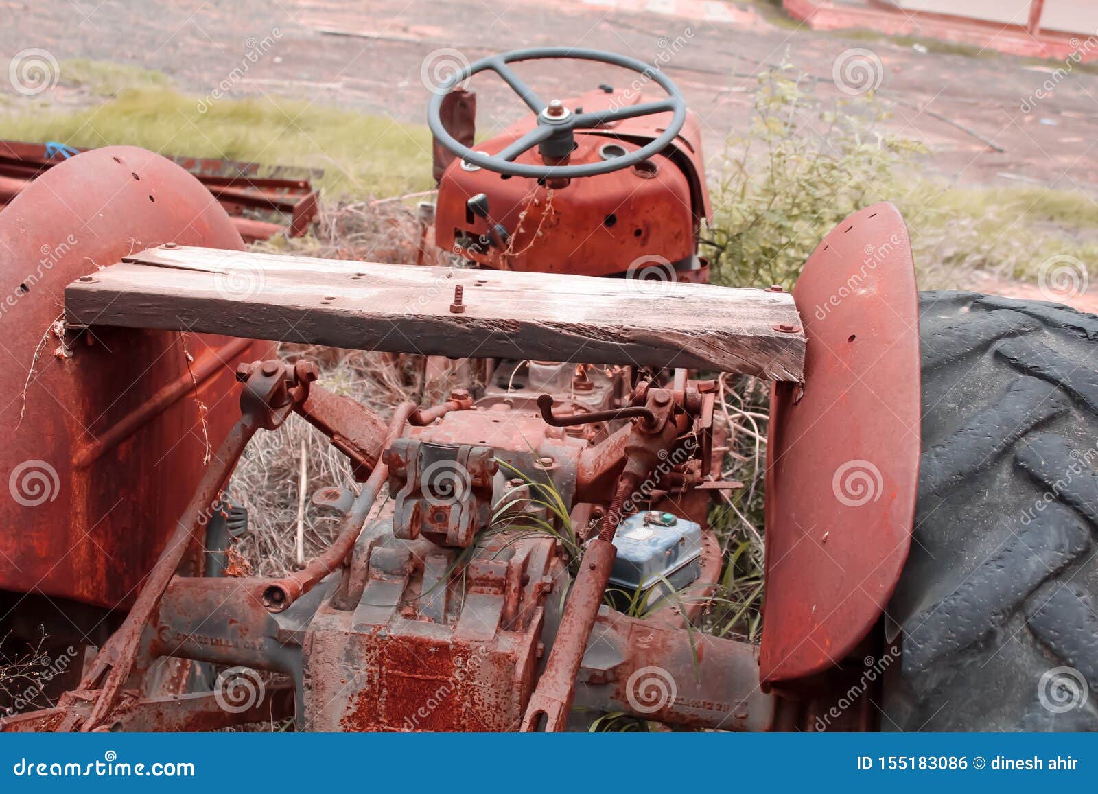Rusty Tractor,back Side of Old Tractor View, Top View Stock Photo ...