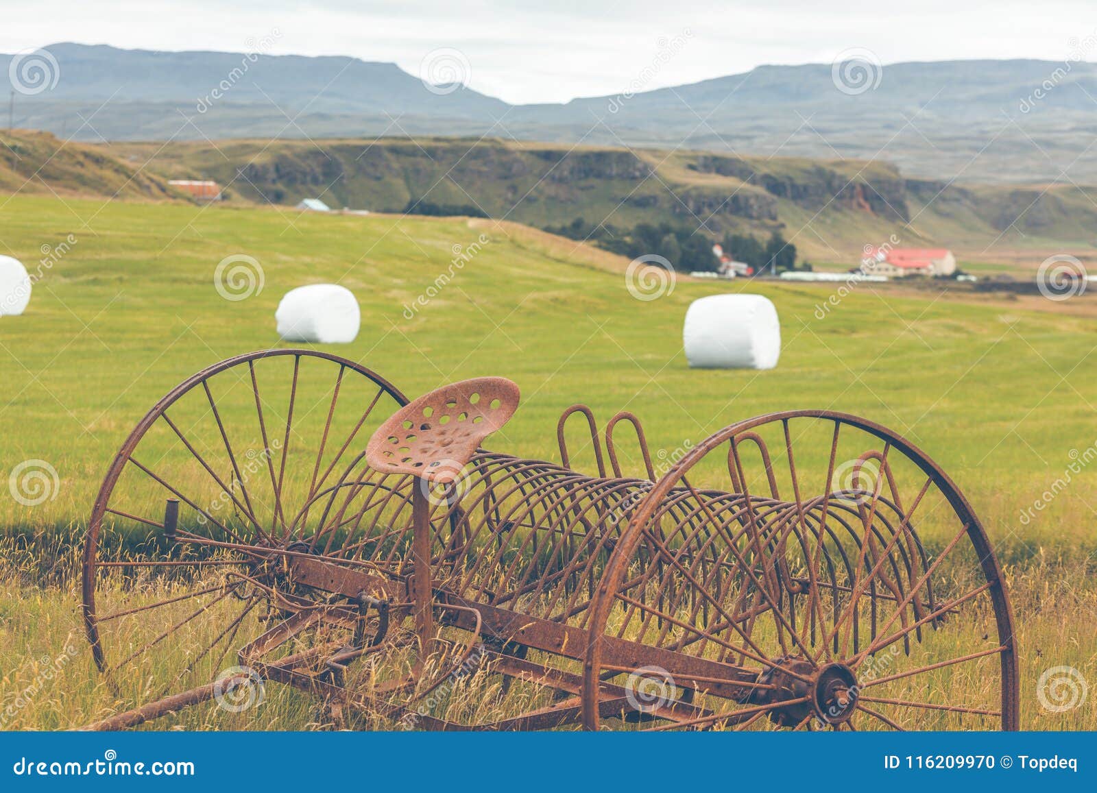 Rusty Plows on a Field of Iceland Stock Photo - Image of brown, grass ...