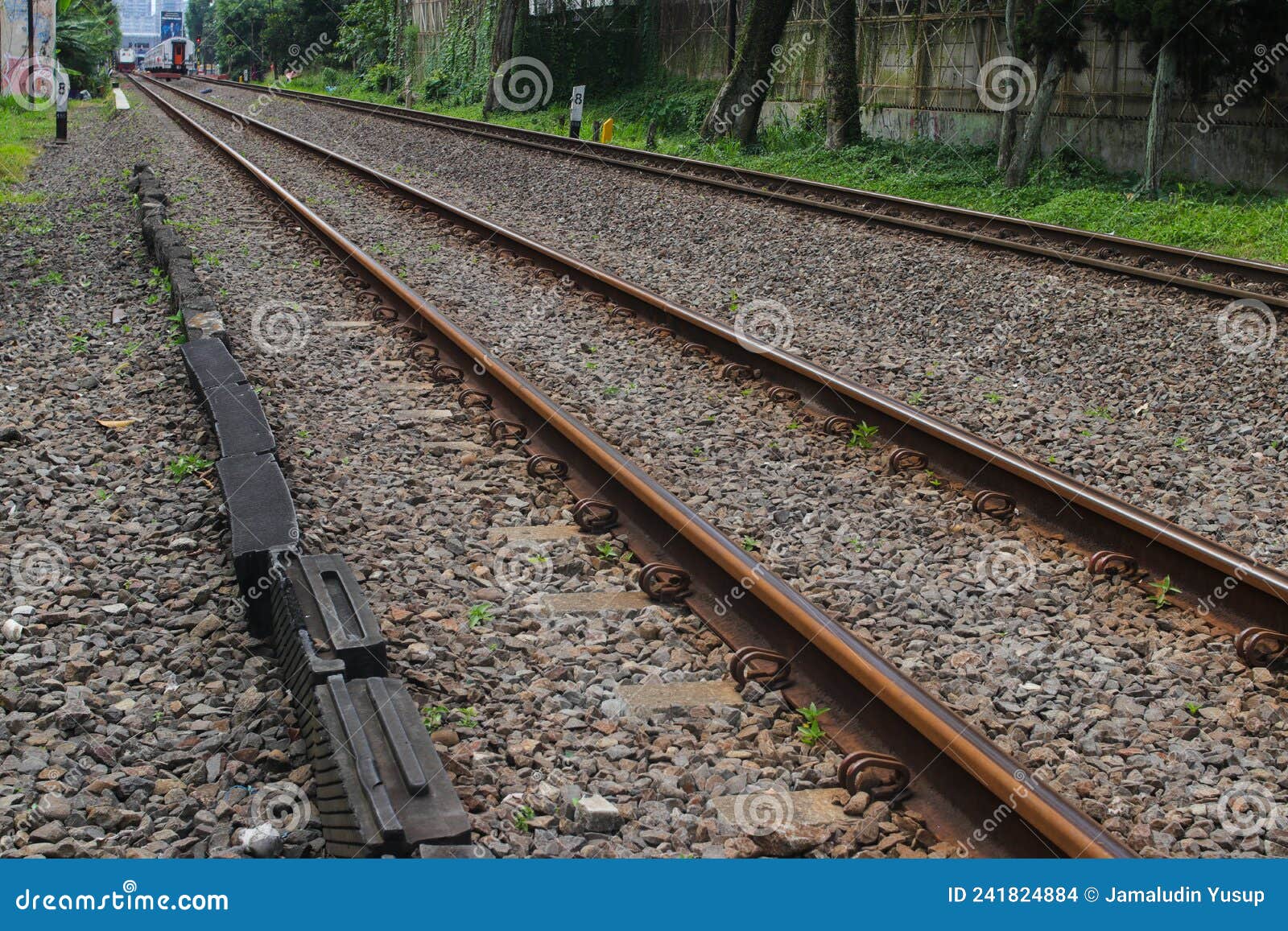 Rusty Train Tracks with Pebbles in Indonesia Railways Stock Photo ...