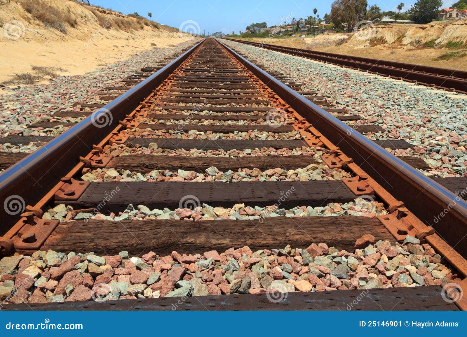 Rusty Train Tracks with Sandstone Stock Image - Image of point ...
