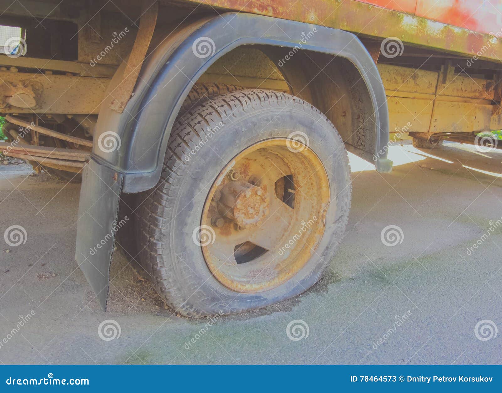 Rusty Truck with a Broken Wheel a Bad Day Stock Image - Image of rusty ...