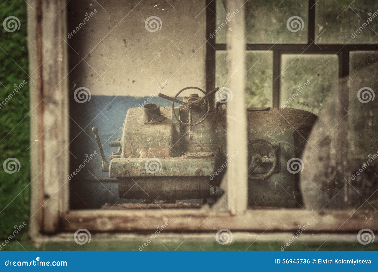 Rusty Turning Machine in Old Factory Stock Photo - Image of grain ...