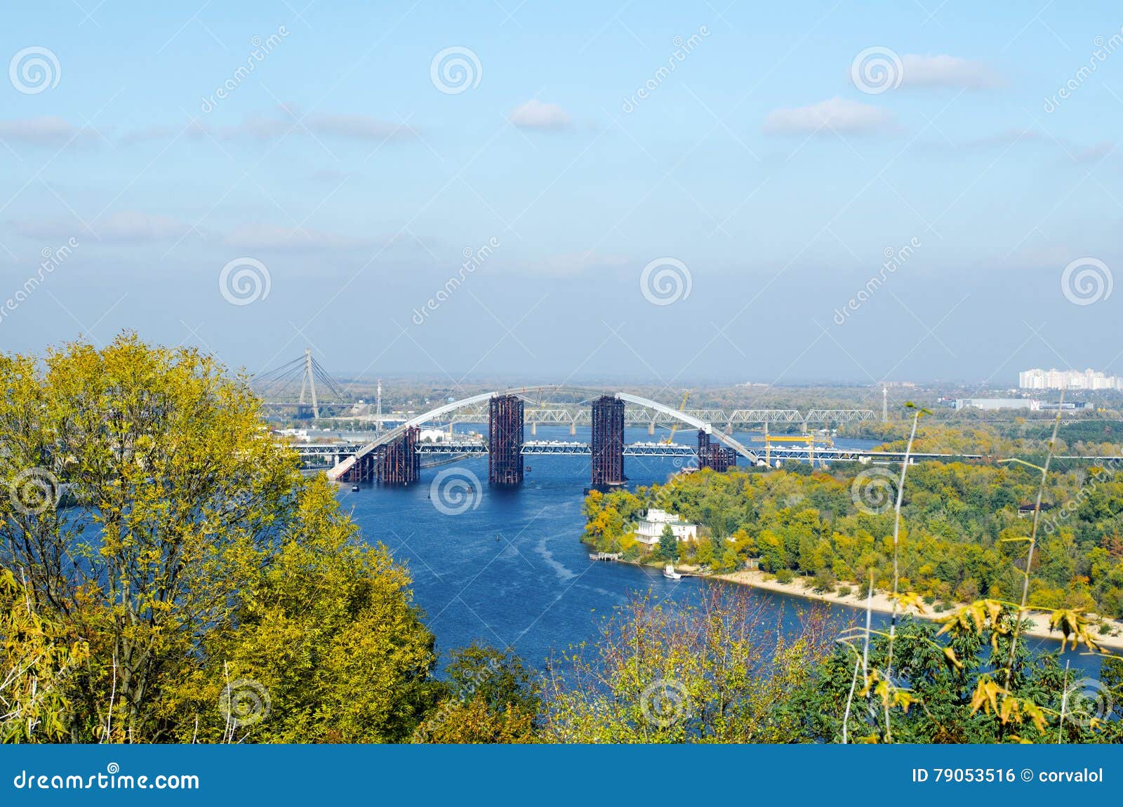 Rusty Unfinished Bridge in Kiev, Ukraine. Stock Photo - Image of river ...