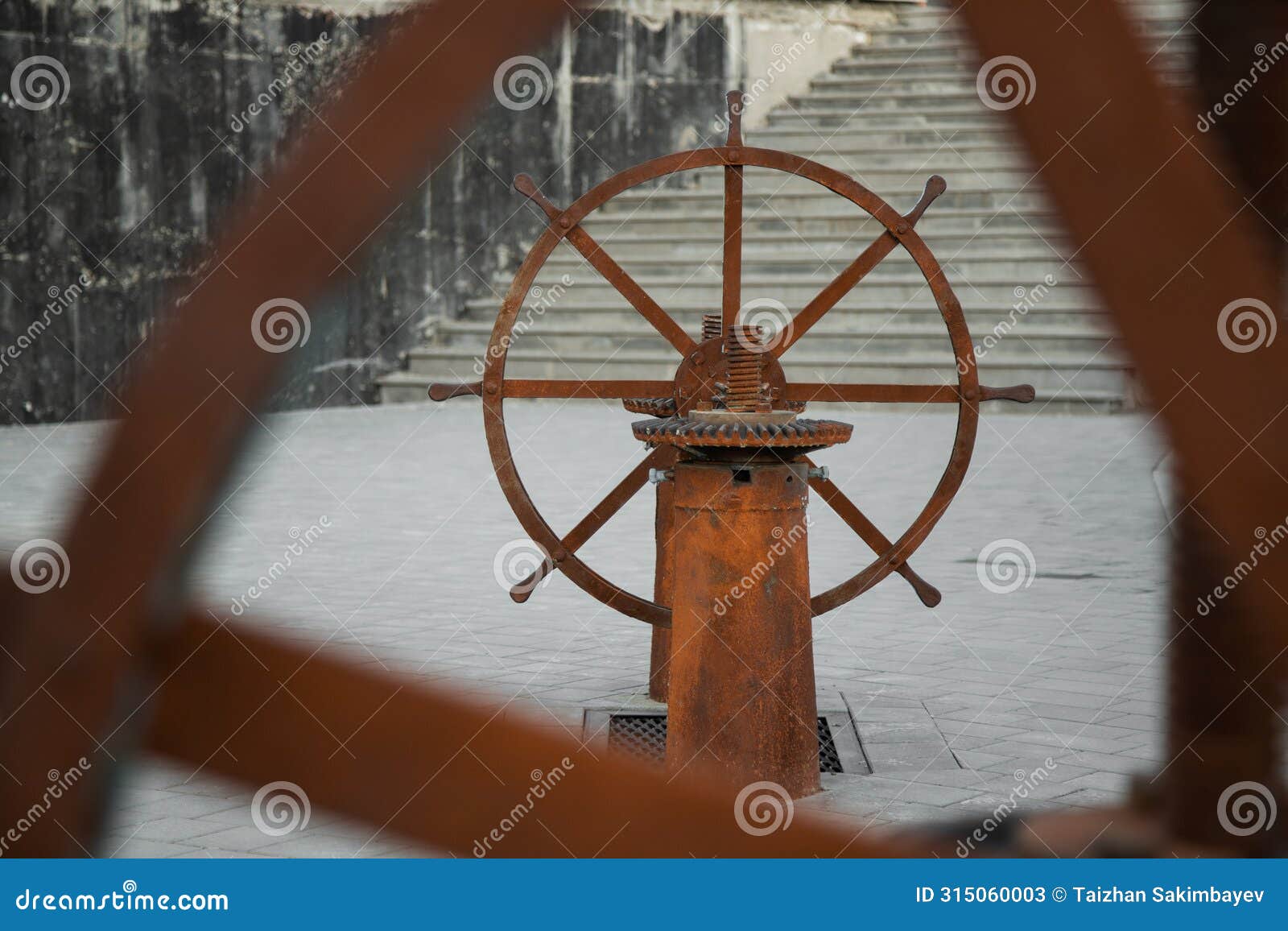 Rusty Valve in Shape of Wheel for Opening a River Dam Stock Image ...