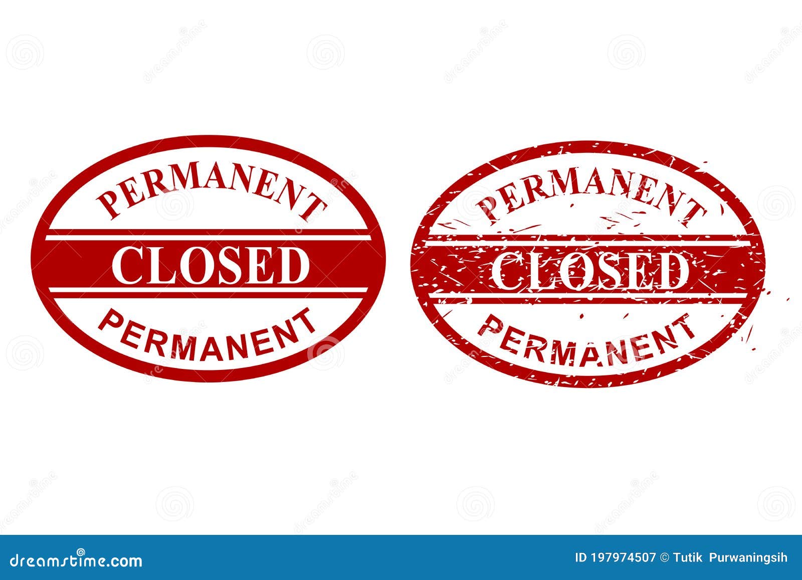 Rusty Vector Oval Red Rubber Stamp, Permanent Closed, Isolated on White ...