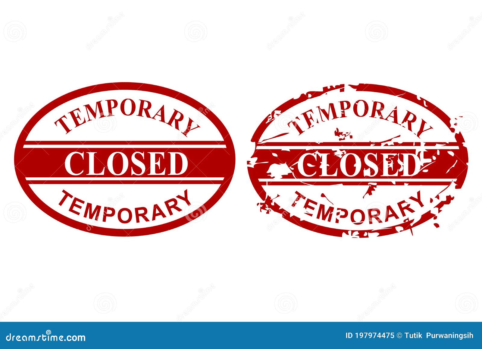 Rusty Vector Oval Red Rubber Stamp, Temporary Closed, Isolated on White ...