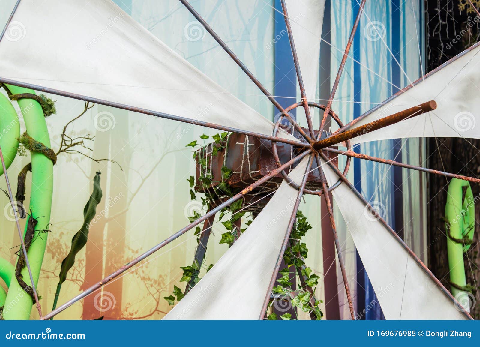 Rusty Vintage Style Windmill Display Closeup View Stock Image - Image ...