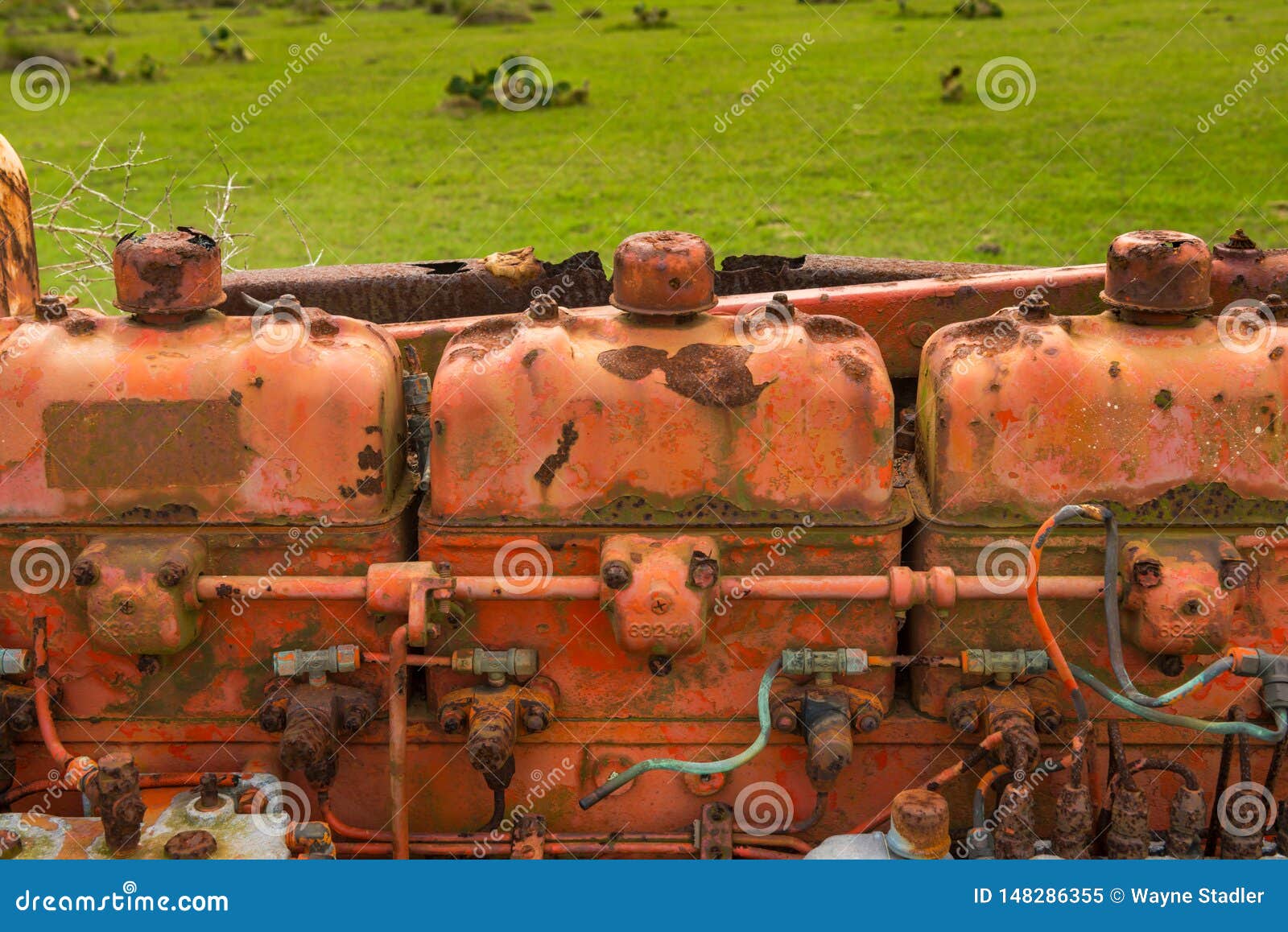 Rusty Vintage Tractor Engine Stock Image - Image of countryside ...