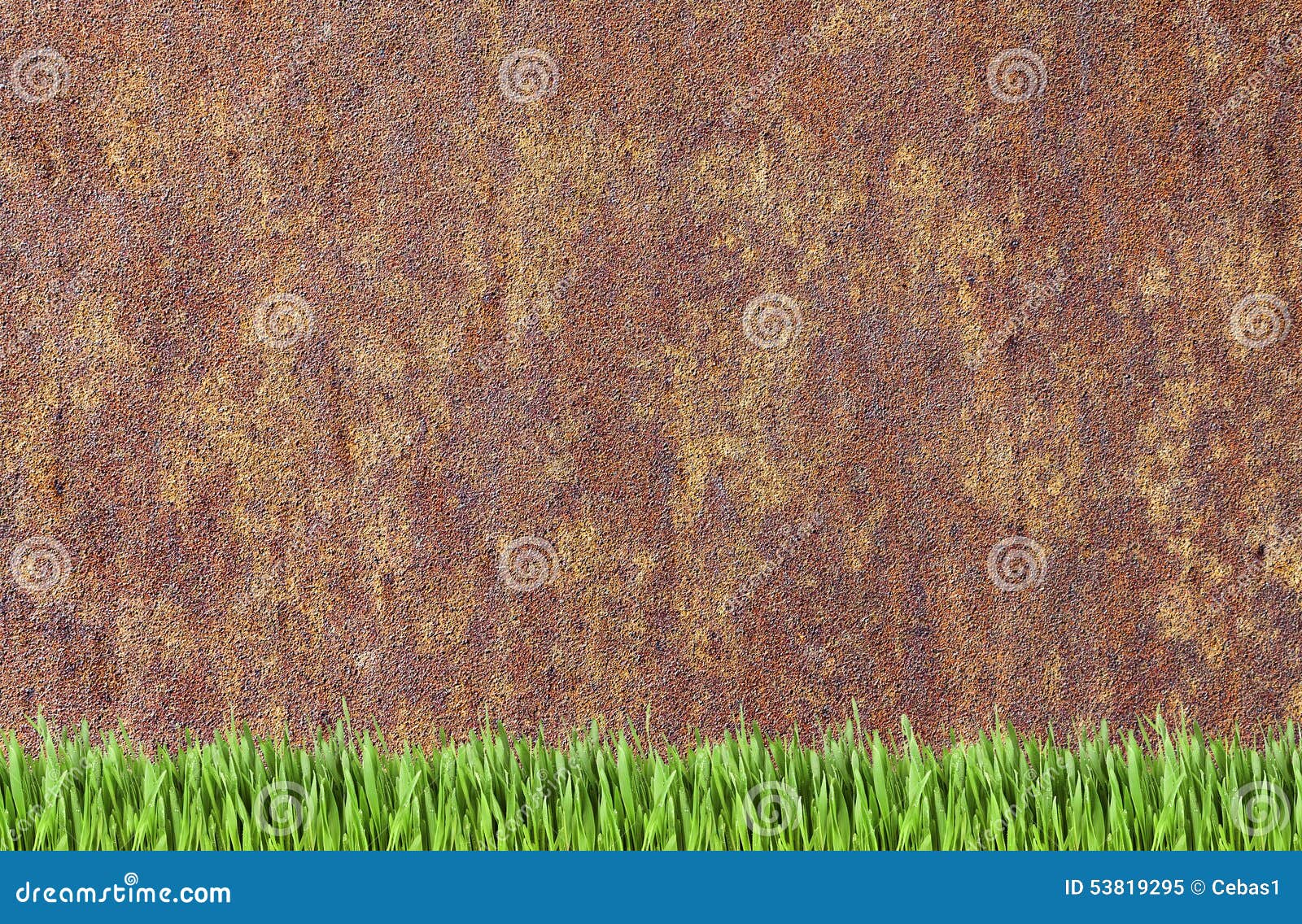 Rusty Wall and Green Grass Background Stock Image - Image of material ...