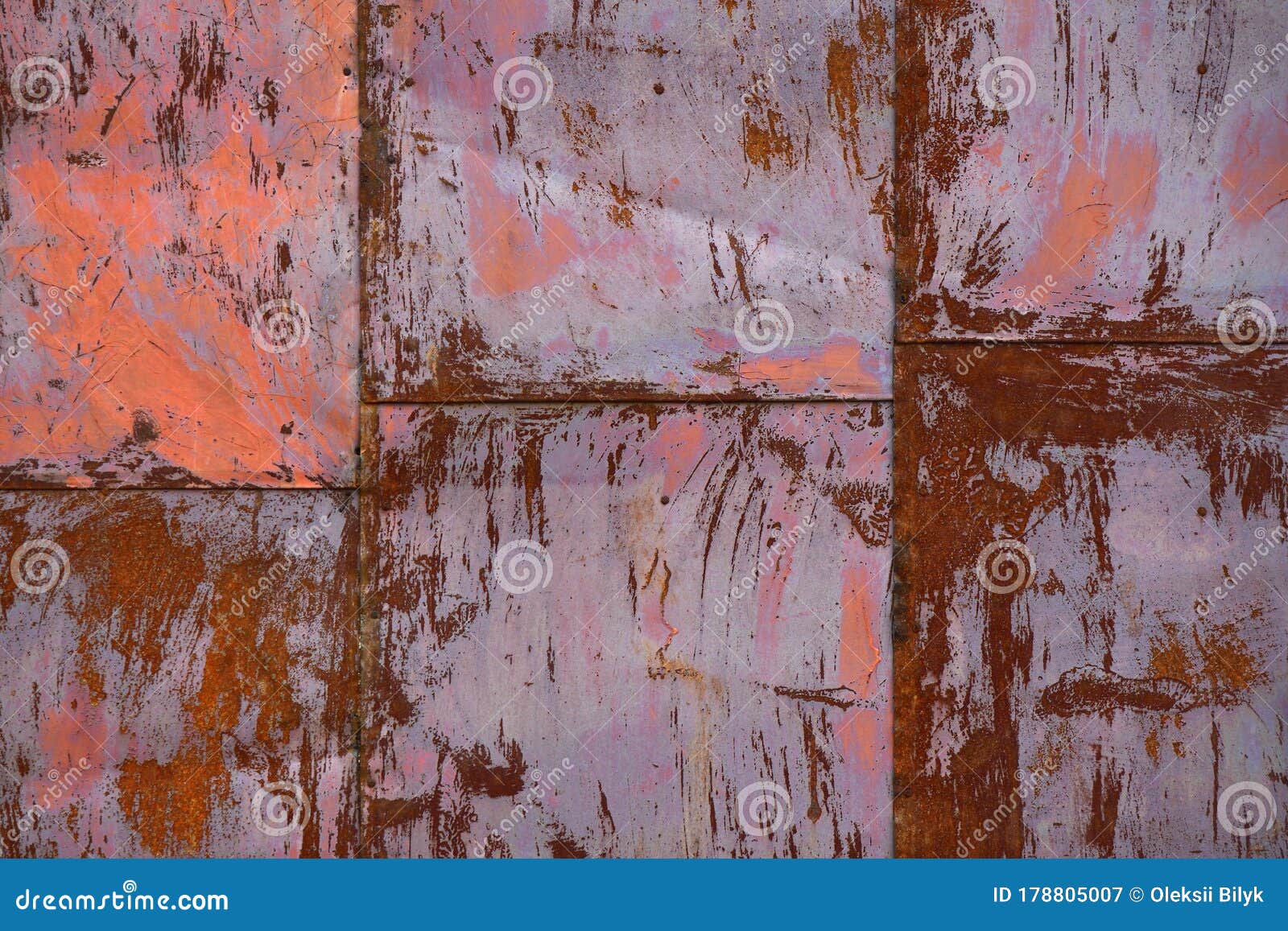 Rusty Wall Made of Tin Sheets Forming an Up-going Chart. Red Rust ...