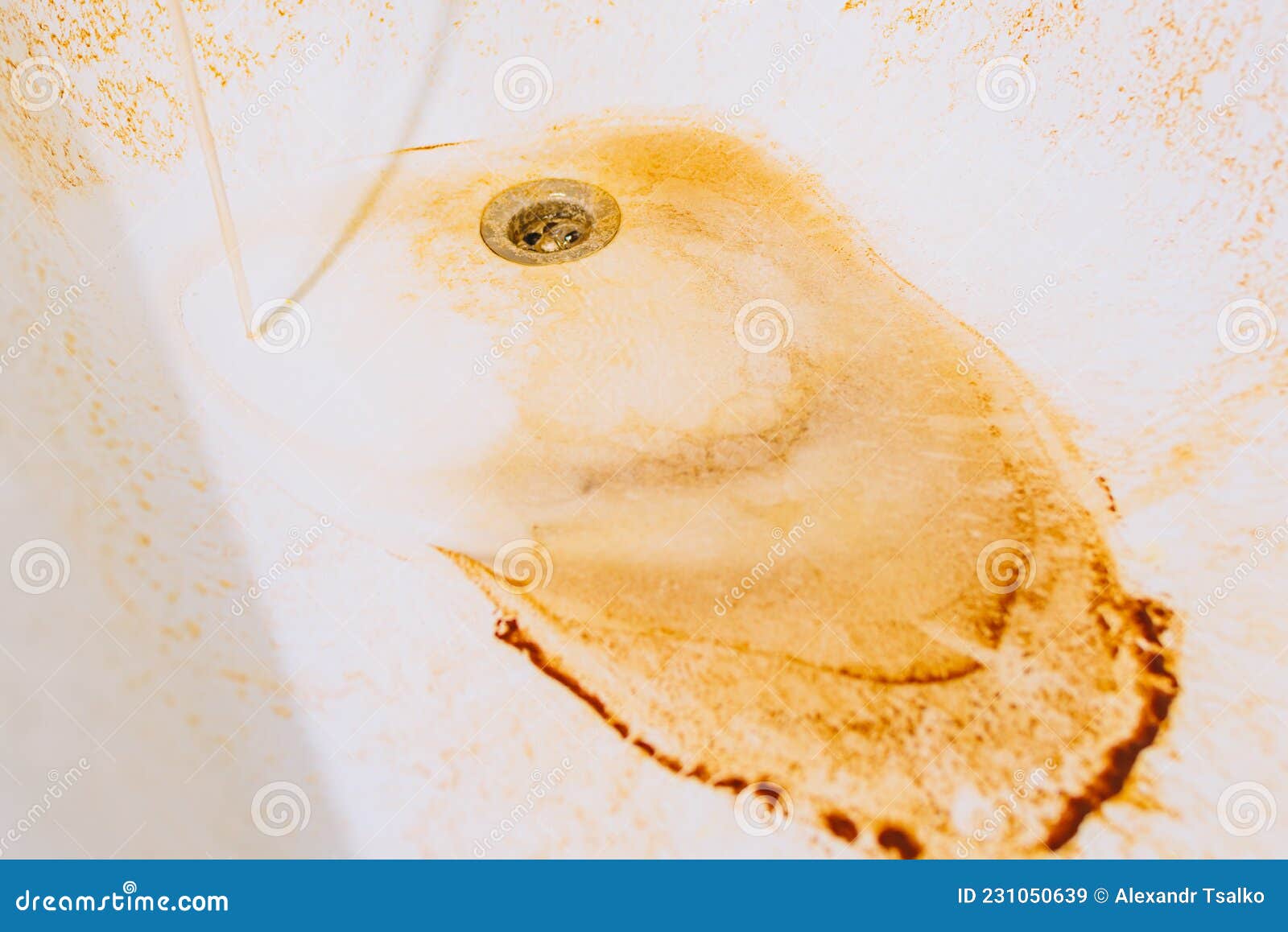 Rusty Water Flows from the Faucet in the Bathroom Stock Image - Image ...