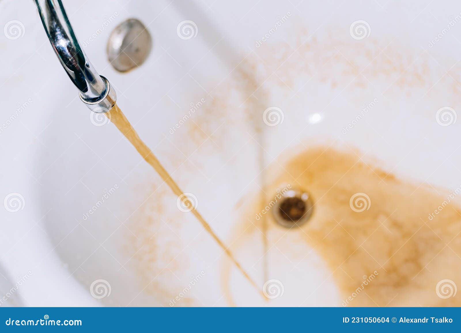 Rusty Water Flows from the Tap into the Bathtub Stock Photo - Image of ...