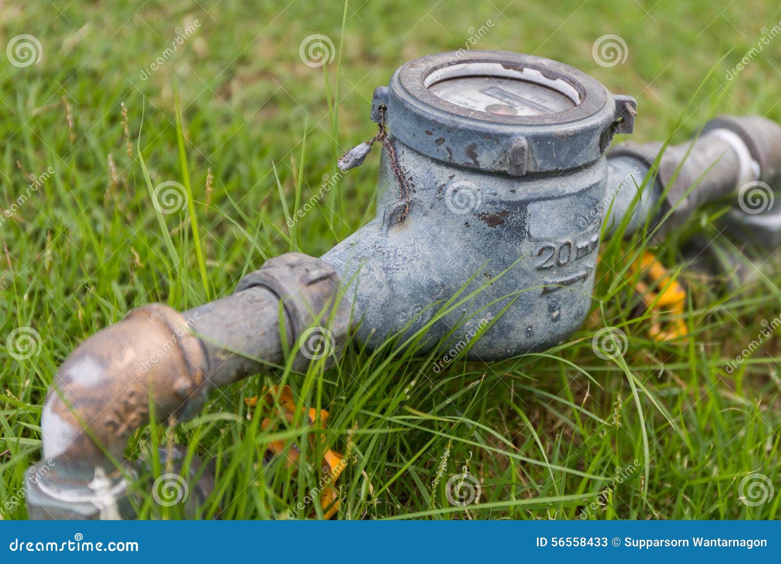 Rusty Water Meter on Lawn stock image. Image of metal - 56558433
