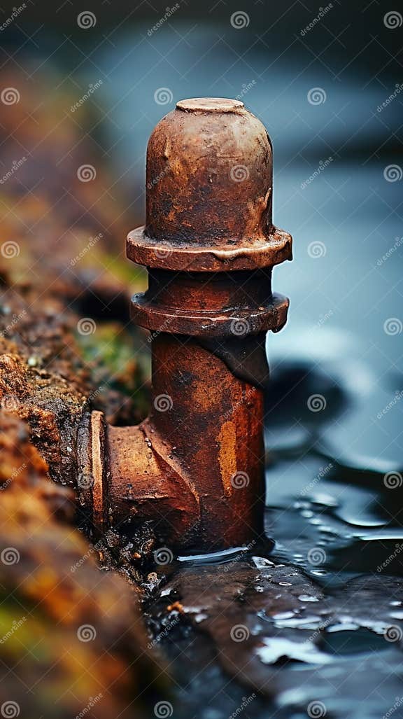 A Rusty Water Pipe in the Water, AI Stock Photo - Image of blue ...