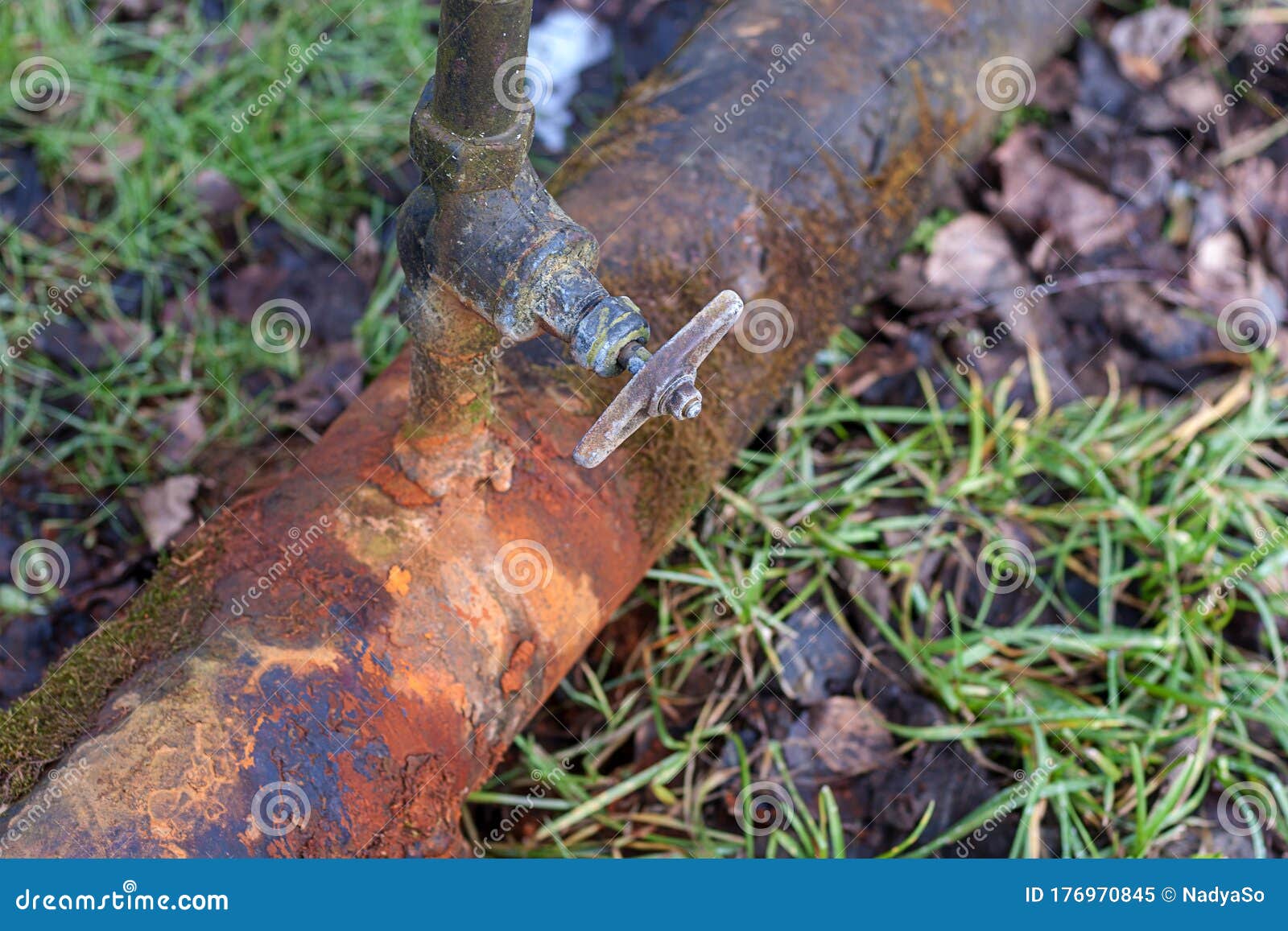 Rusty Water Pipe with Leaking Tap Stock Image - Image of industrial ...