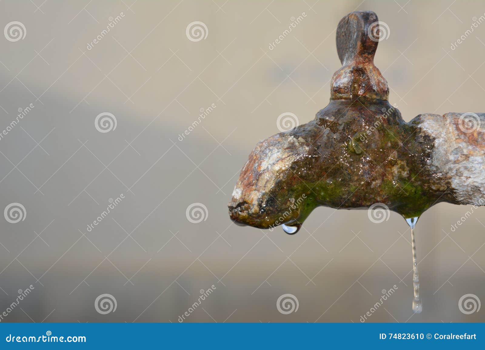 Rusty Water Tab with Water Drops Stock Photo - Image of leak, drop ...
