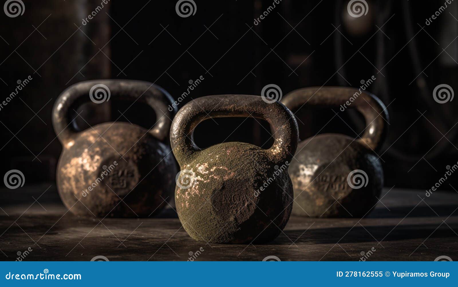 Rusty Weights and Equipment on Wooden Table Generated by AI Stock ...