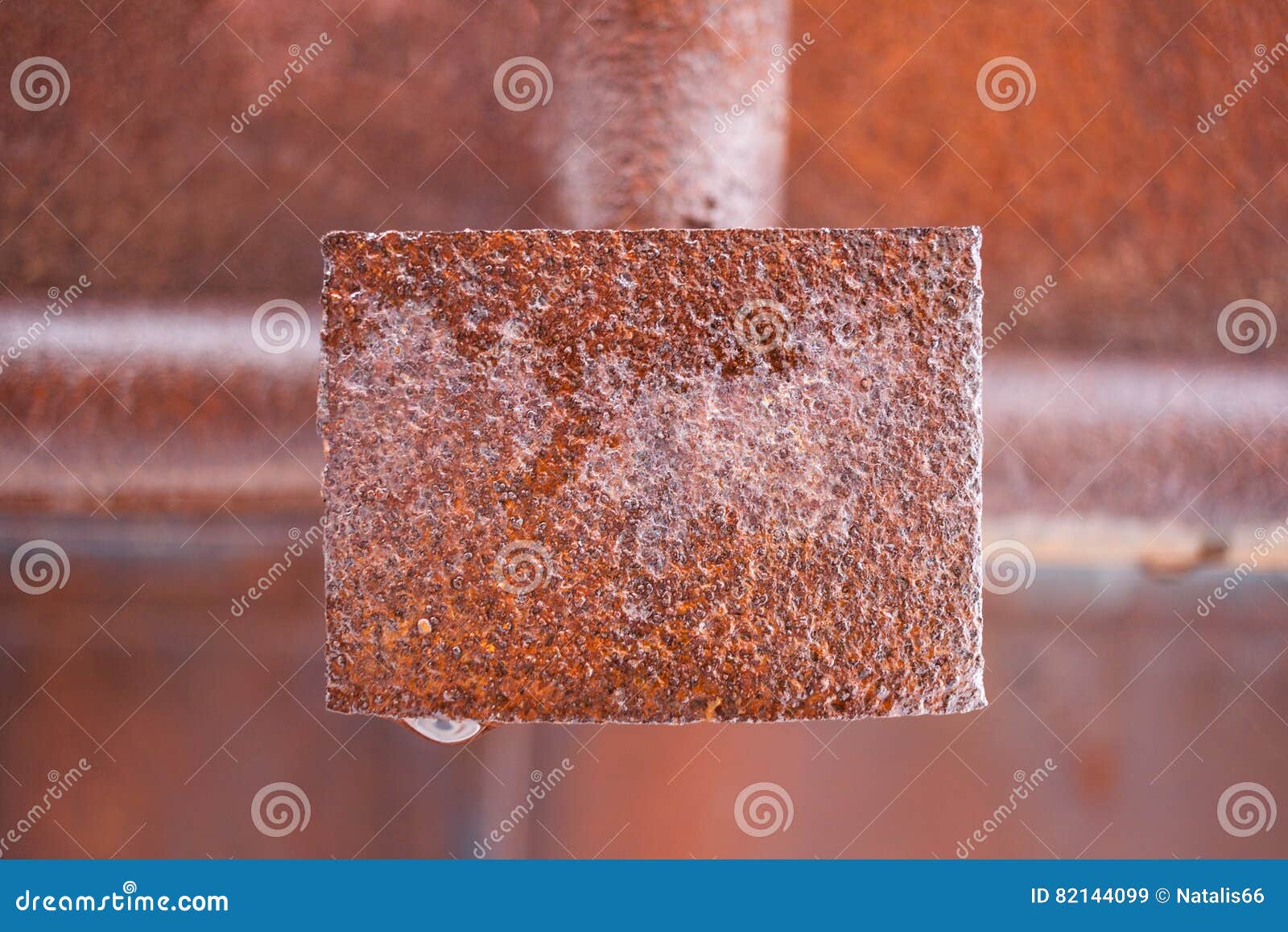 Rusty Wet Metal Rectangular Plate in Middle of Frame. Stock Image ...