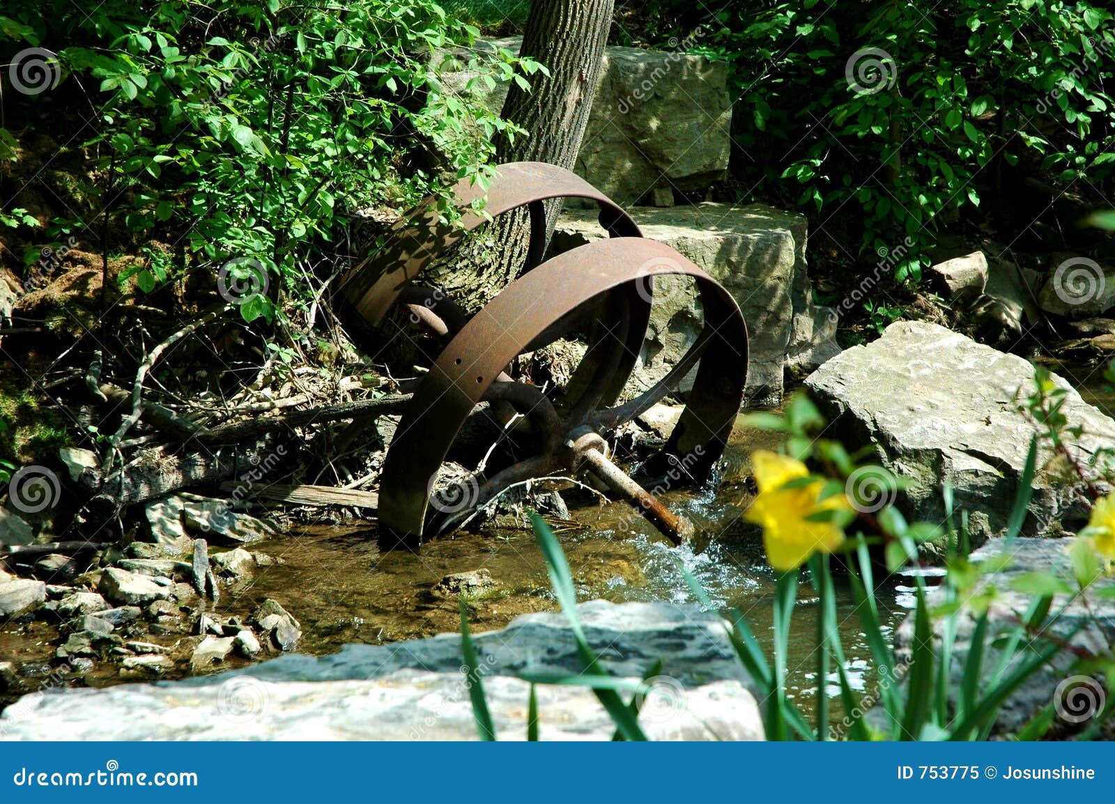 Rusty Wheel stock image. Image of creek, green, fashioned - 753775