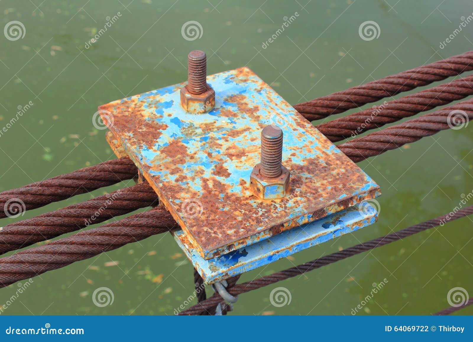 Rusty Wire Rope Sling of the Part of the Bridge. Stock Photo - Image of ...