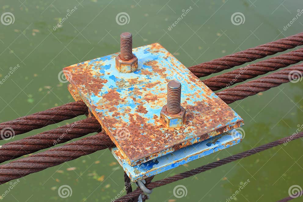 Rusty Wire Rope Sling of the Part of the Bridge. Stock Photo - Image of ...
