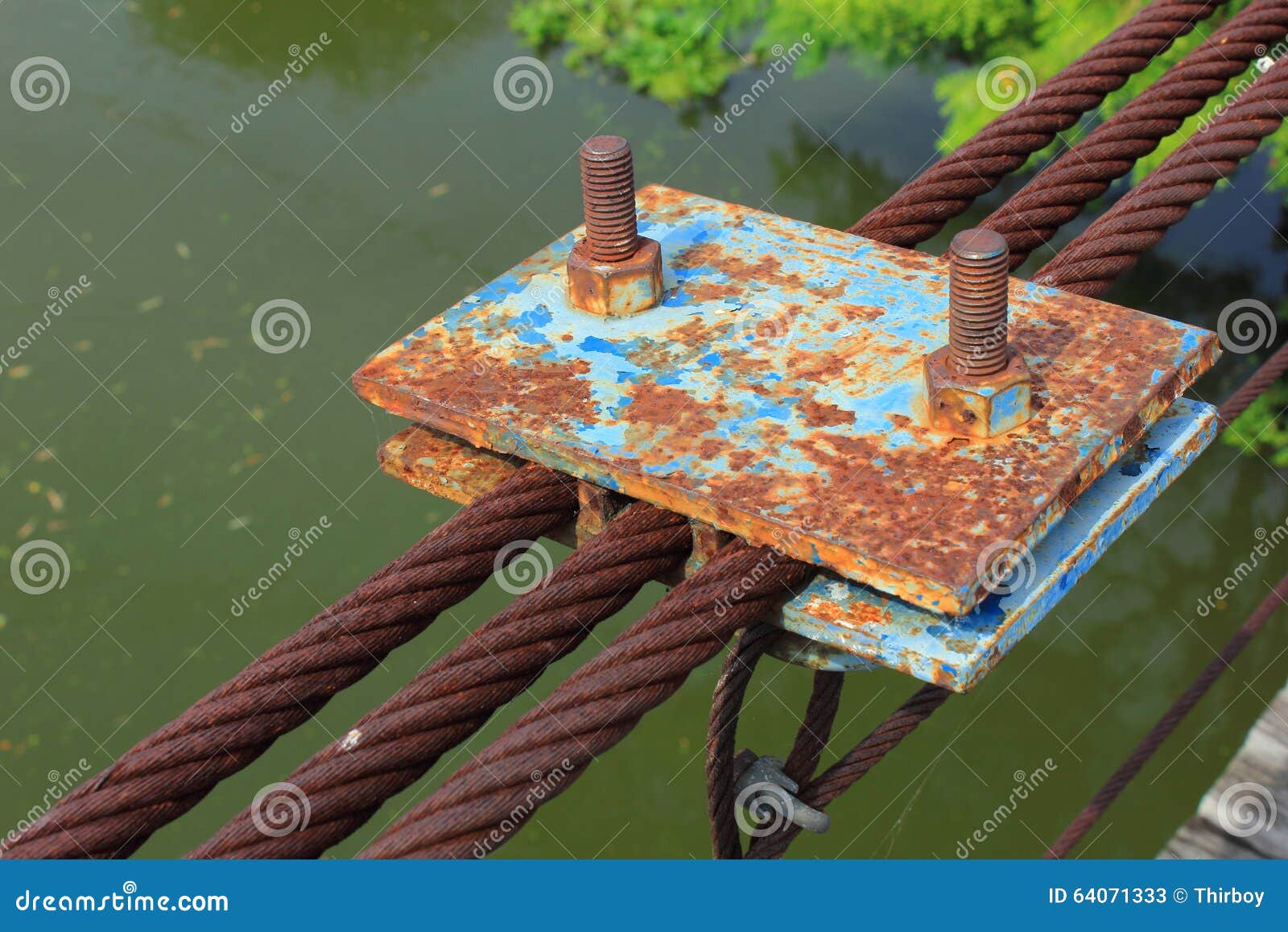 Rusty Wire Rope Sling of the Part of the Bridge. Stock Image - Image of ...