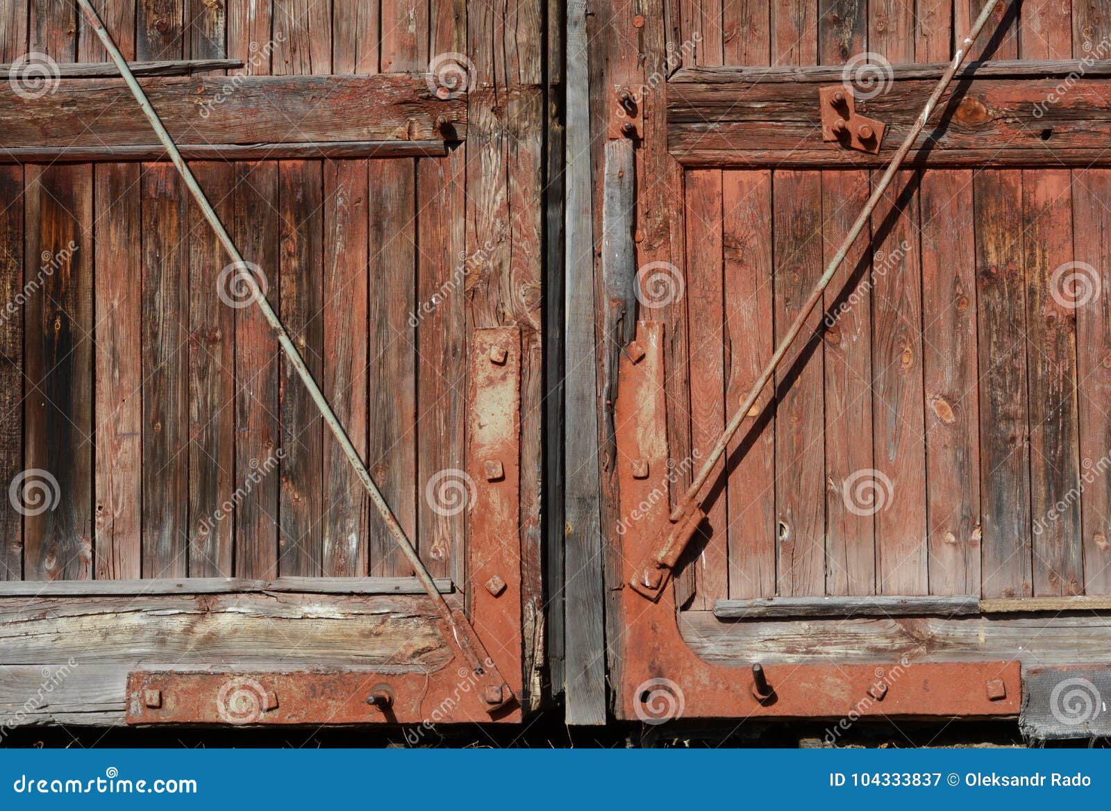 Old Rusty Wood Gate Texture Background. Red Colored Wooden Background ...