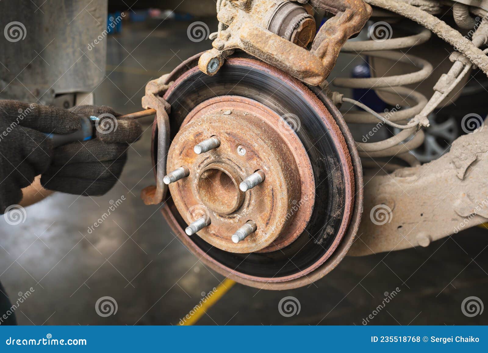 Rusty Worn Out Brake Disc of a Passenger Car Stock Photo - Image of ...