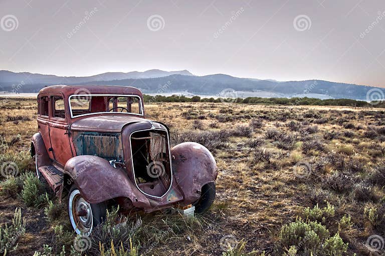 Rusty wrecked car stock image. Image of antique, vintage - 46466373