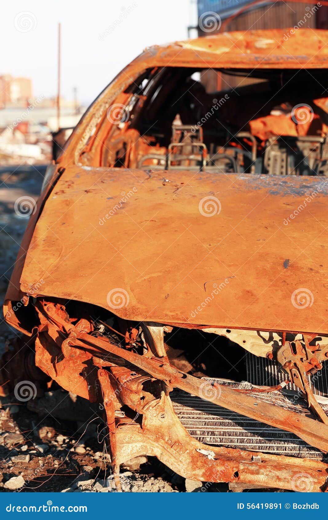 Rusty wrecked car stock image. Image of automobile, auto - 56419891